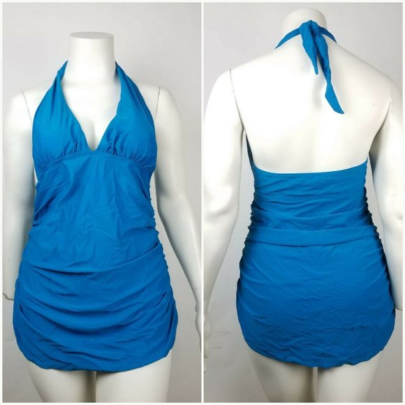 Modlily | Swim | Tankini Set Swimsuit Swim Dress Blue Xxl | Poshmark